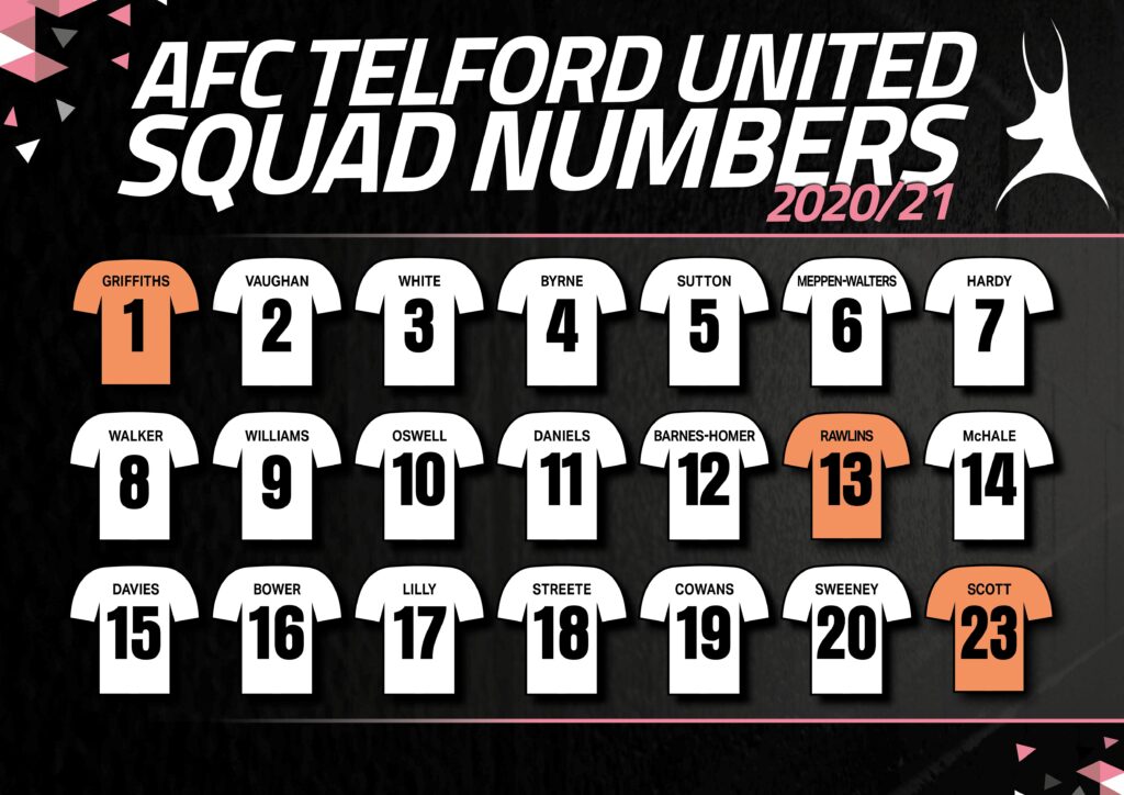Squad Numbers Confirmed - AFC Telford United